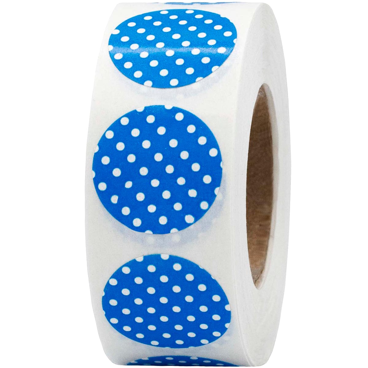 3/4" Inch Round Blue With White Polka Dot Labels | InStockLabels.com