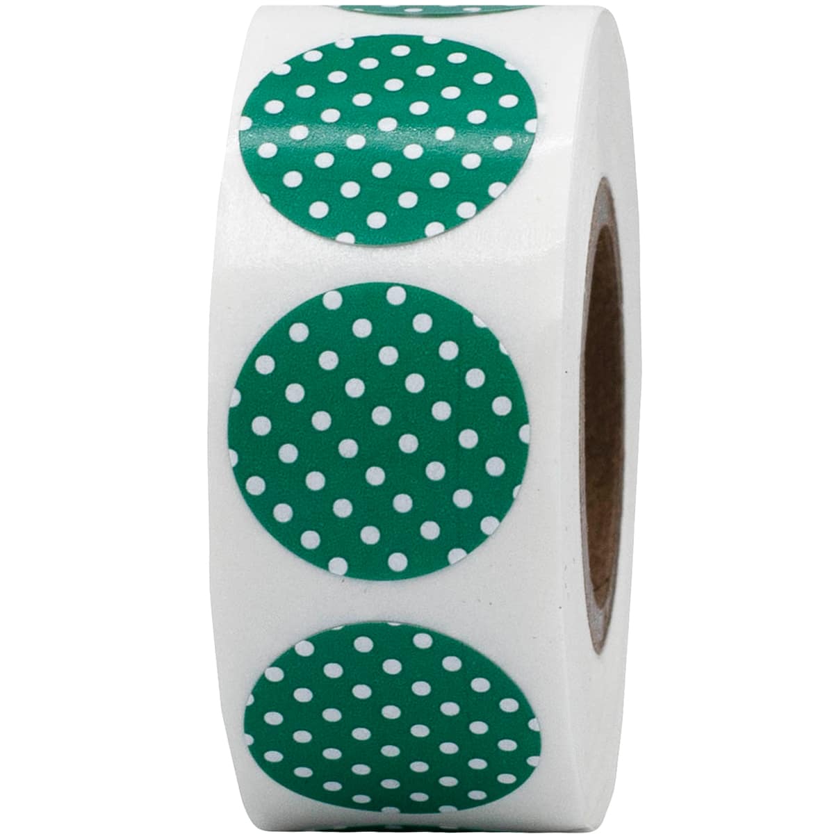 3/4" Inch Round Green With White Polka Dot Labels | InStockLabels.com