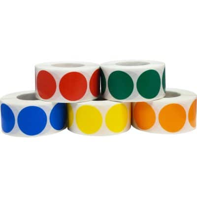 1" Inch Round Color Coding Labels | Primary Colors | InStockLabels.com