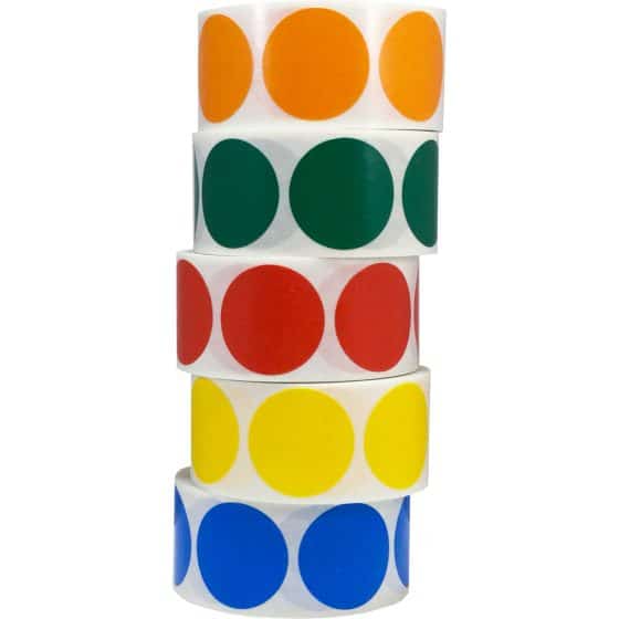 1" Inch Round Color Coding Labels | Primary Colors | InStockLabels.com