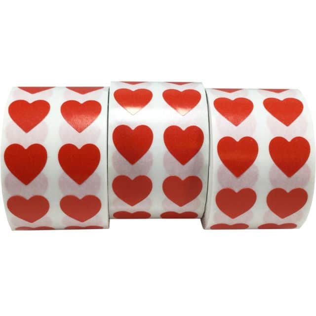Red Heart Stickers | Small 1/2 Inch Three Pack | InStockLabels.com