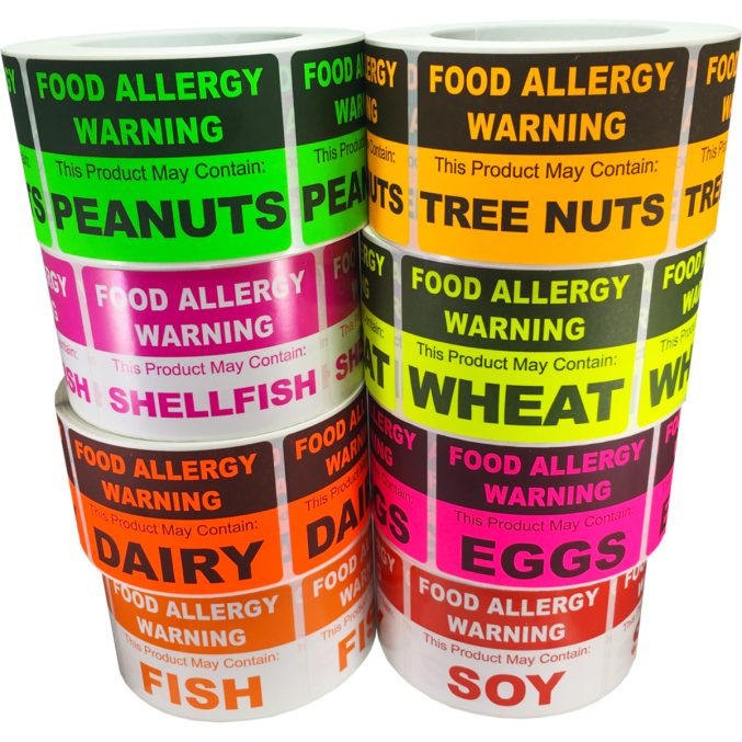 Large Allergy Food Warning Stickers | InStockLabels.com