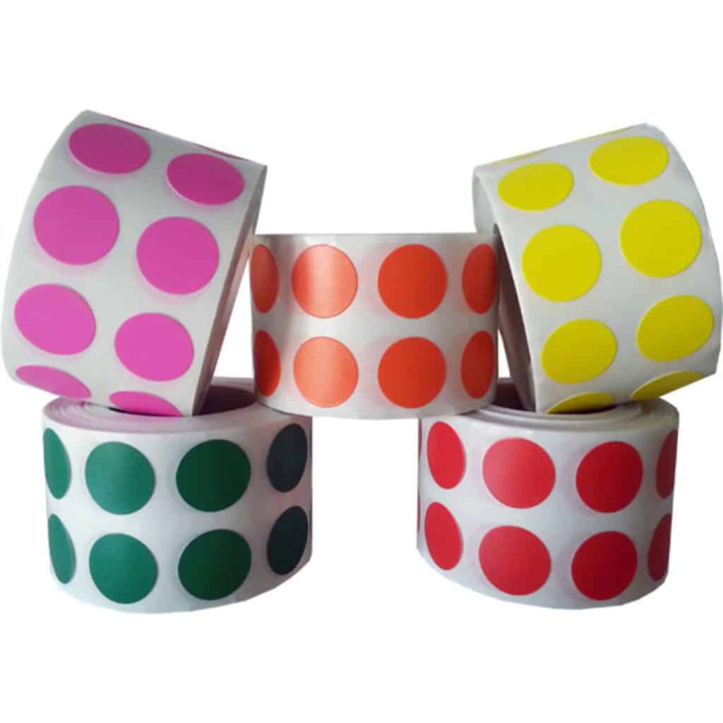 Summer Collection Colored Dot Stickers | 1/2" Round | InStockLabels.com