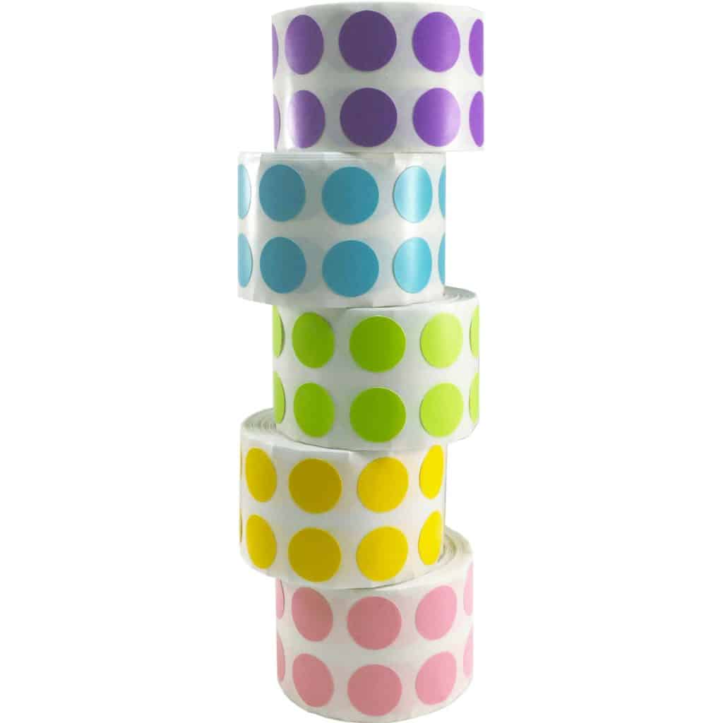 Small Spring Collection Colored Dot Stickers 1/2" Round | InStockLabels.com