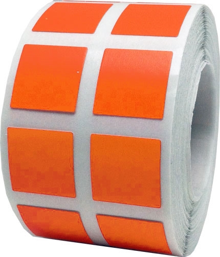 Small Orange Colored Square Stickers 1/2" | InStockLabels.com