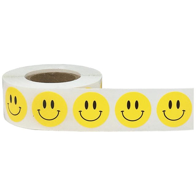 Yellow Smiley Face Stickers 3/4" | InStockLabels.com