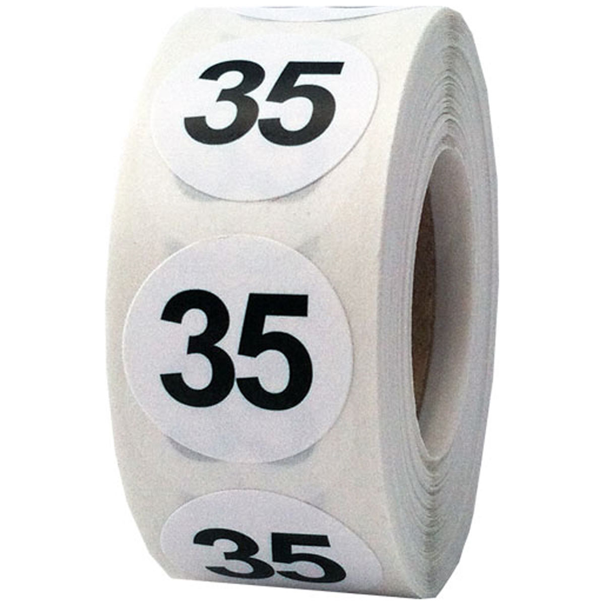 White Number 35 Stickers 3/4" | InStockLabels.com