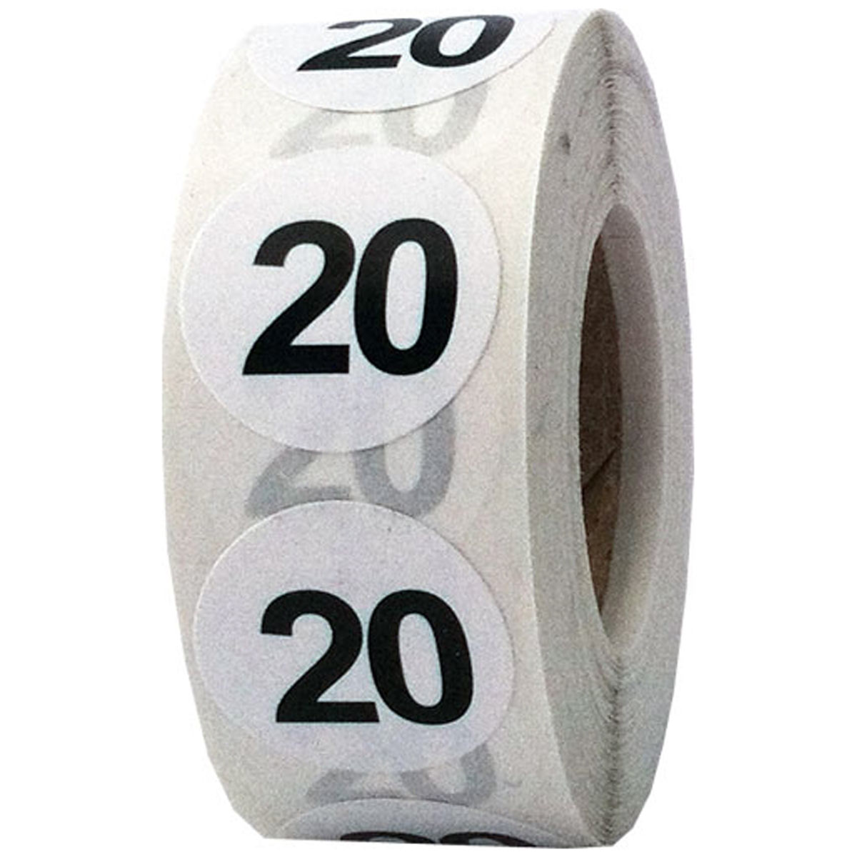 White Number 20 Stickers 3/4" | InStockLabels.com