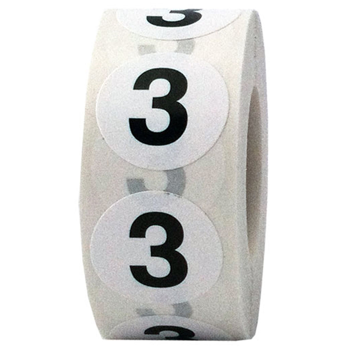 White Number 3 Stickers 3/4" | InStockLabels.com