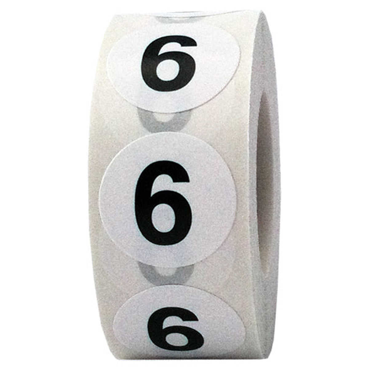 White Number 6 Stickers 3/4" | InStockLabels.com