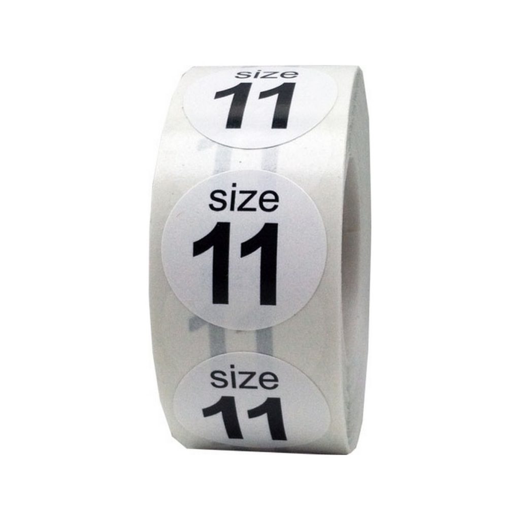 White and Black Shoe Size Stickers - InStockLabels.com
