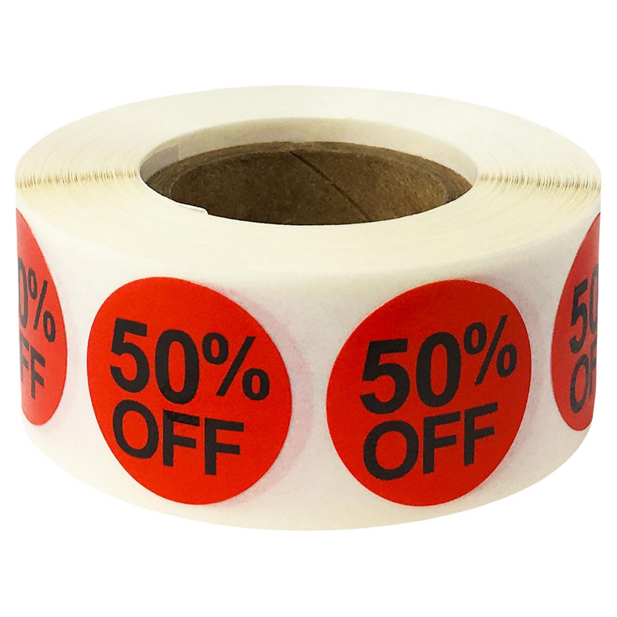 Red 50 Percent Off Labels 3/4" | InStockLabels.com