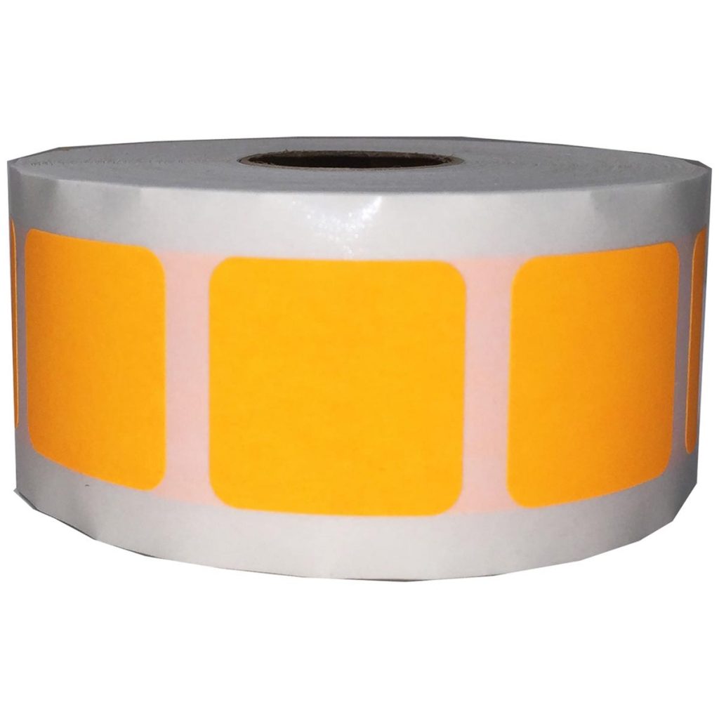 Fluorescent Orange Labels 1" Square | InstockLabels.com