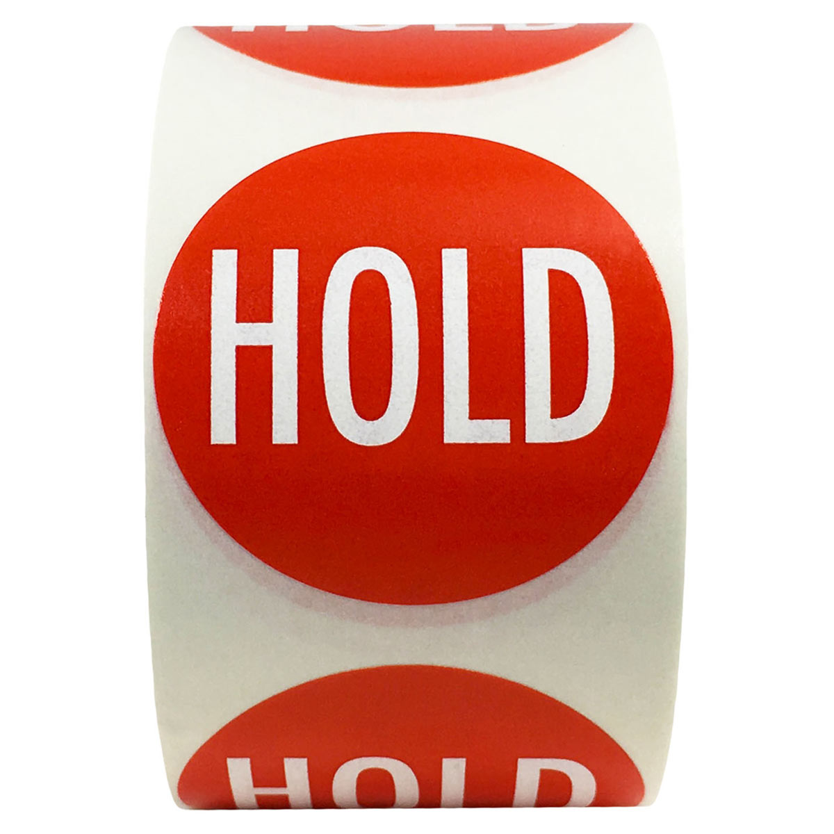 Red HOLD Inventory Warehouse Labels | 1.5" | 500/Roll | InStockLabels.com