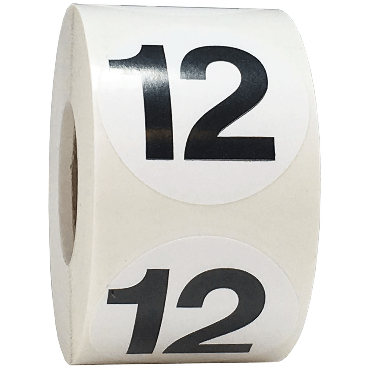Number 12 Stickers Black/White 1.5" Round | InStockLabels.com