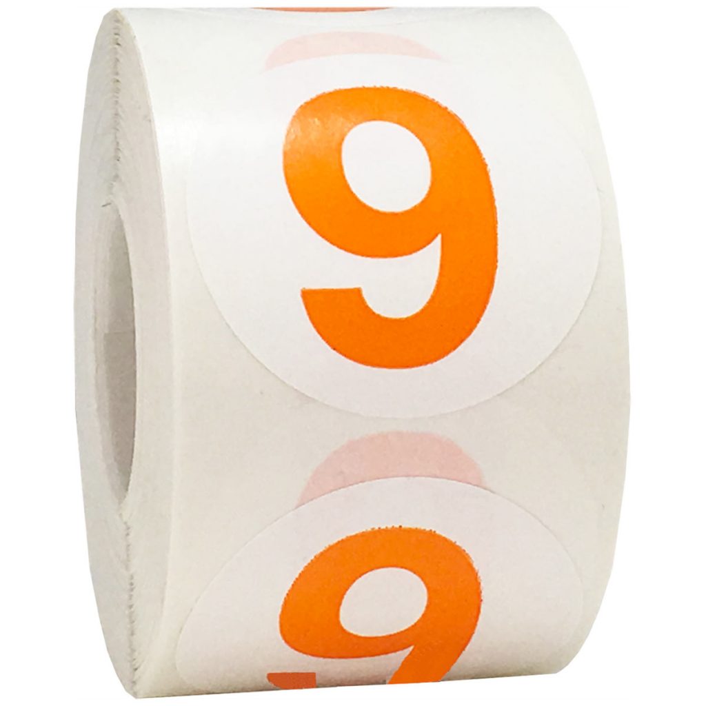 Number 9 Stickers Color Coded 1.5" Round | InStockLabels.com
