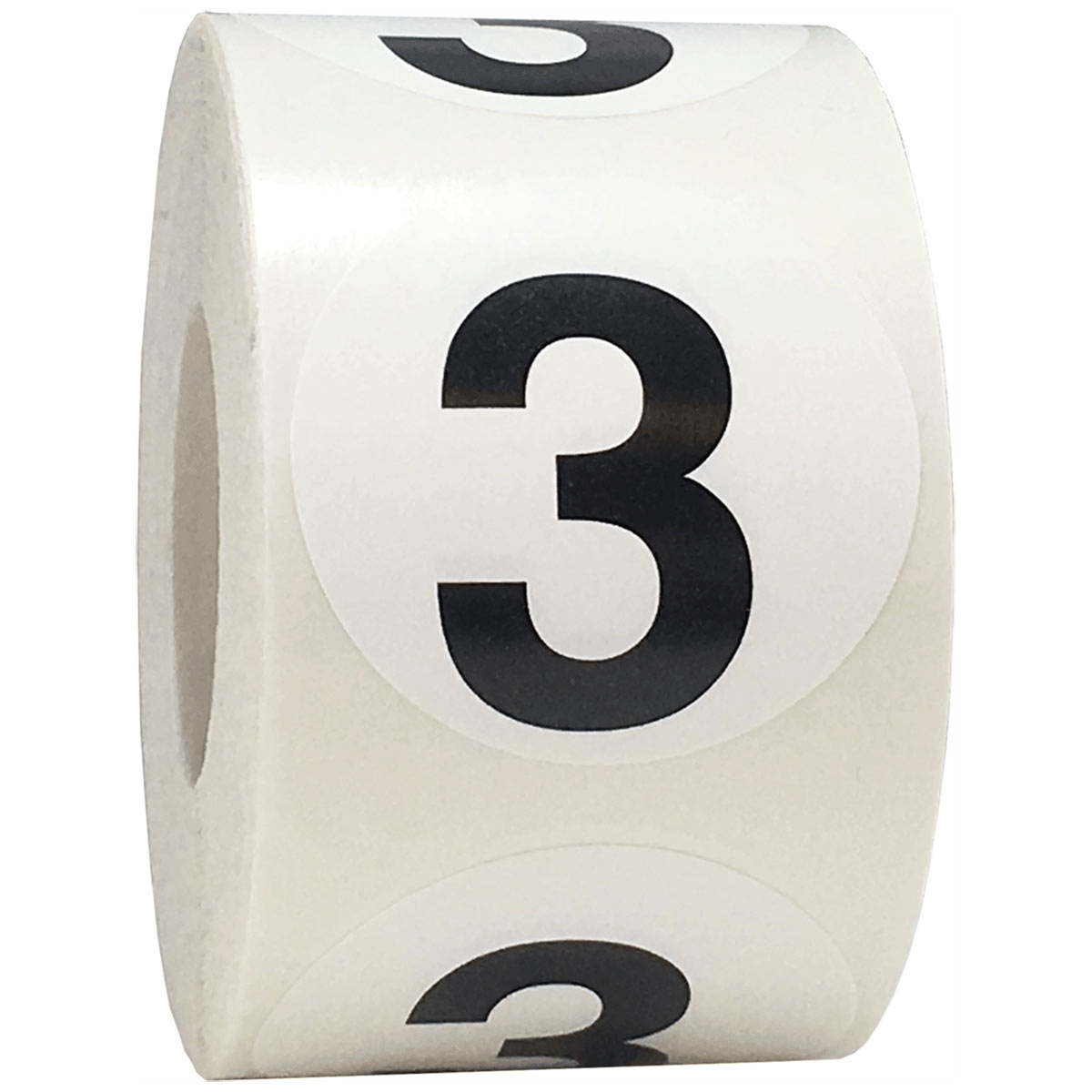 Number 3 Stickers Black/White 1.5" Round | InStockLabels.com