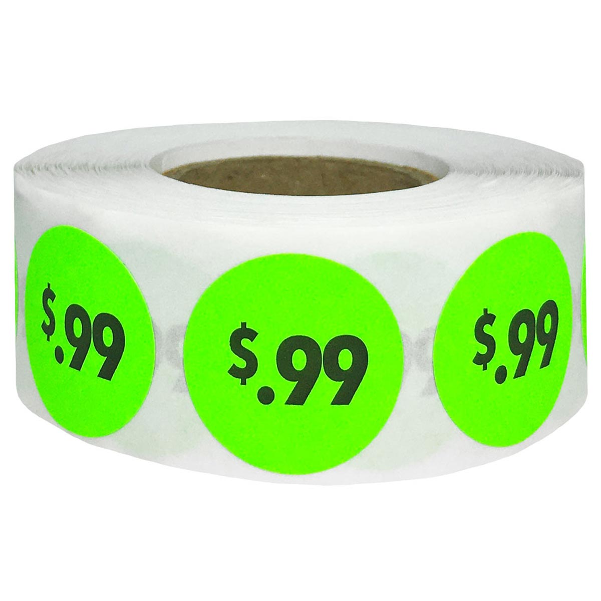 $.99 Cent Price Stickers Fluorescent Green 3/4" Round | InStockLabels.com