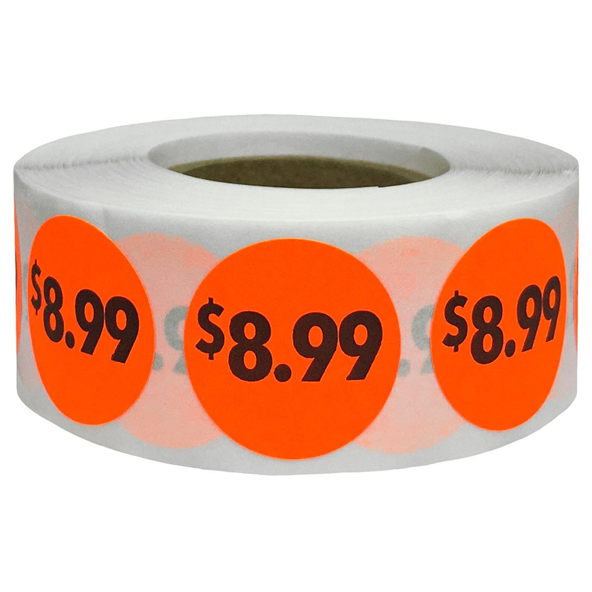 Fluorescent Red $8.99 Pricing Stickers 3/4" Round | InStockLabels.com