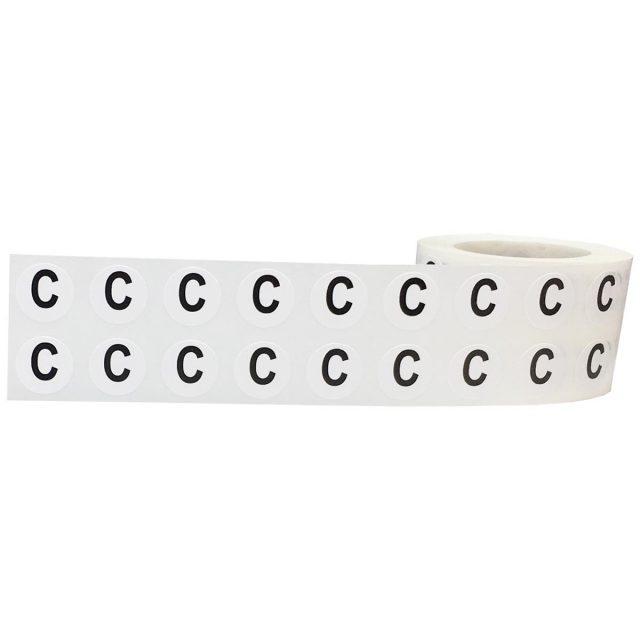 Small Letter C 1/2" Round Stickers - InStock Labels