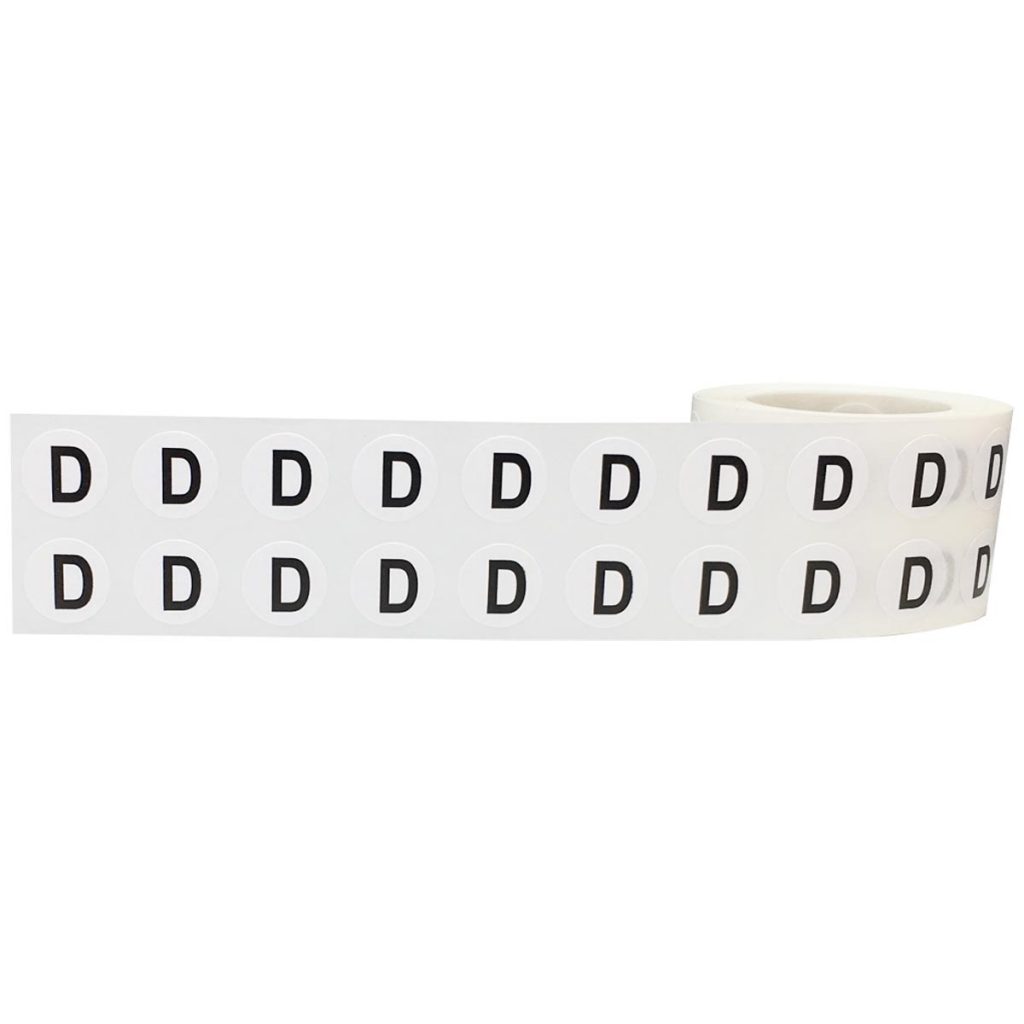 Small Letter D Stickers 1/2" Round | InStockLabels.com