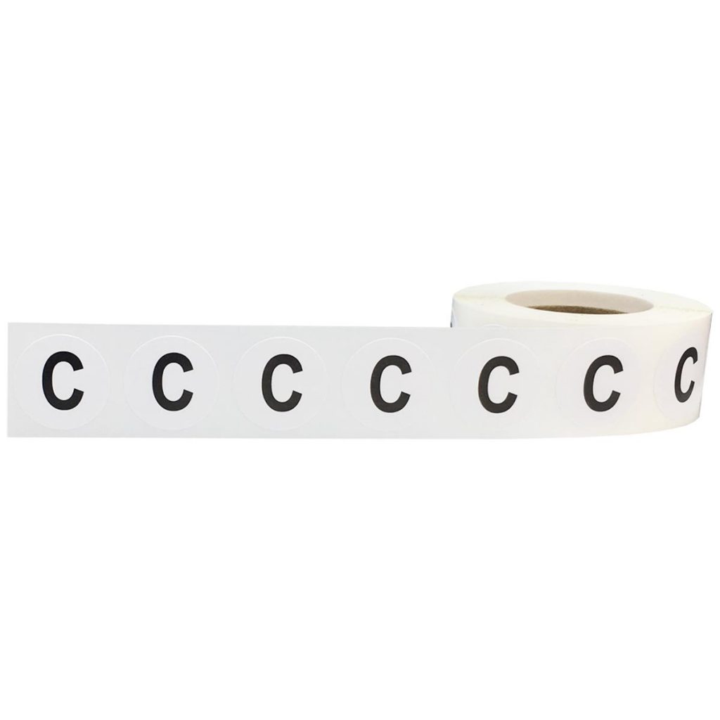 Letter C Stickers 3/4" Round | InStockLabels.com