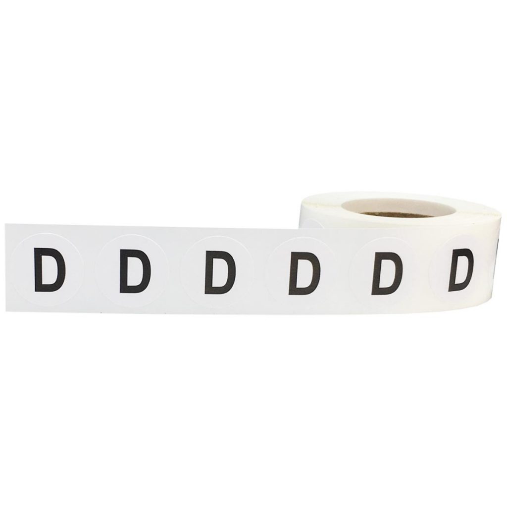 Letter D Stickers 3/4" Round | InStockLabels.com