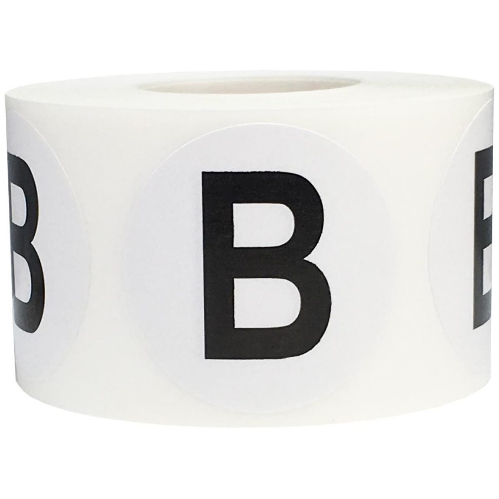 Large Letter B Stickers 1.5" Round | InStockLabels.com