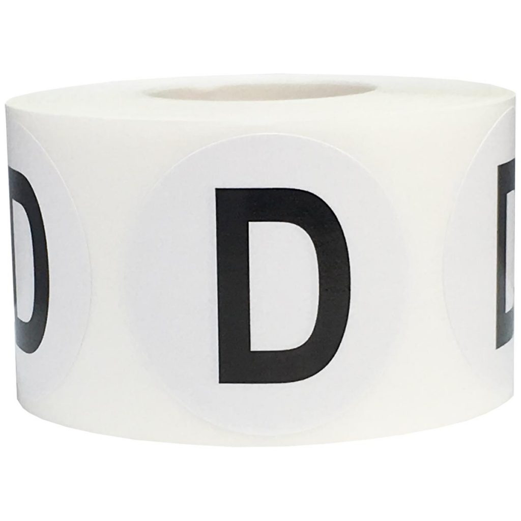 Large Letter D Stickers 1.5" Round | InStockLabels.com