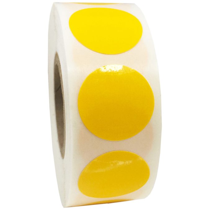 Yellow Weather Resistant Labels 3/4" Round | InstockLabels.com
