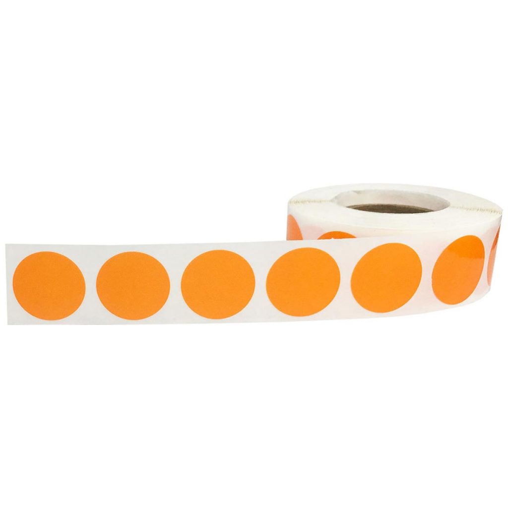 Orange Weather Resistant Labels 3/4" Round | InstockLabels.com
