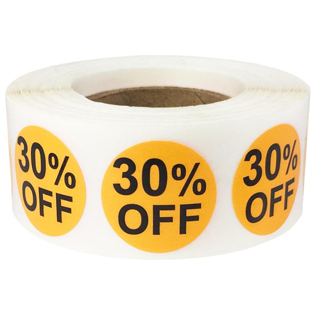 30 Percent Off Color Labels 3/4" | InStockLabels.com