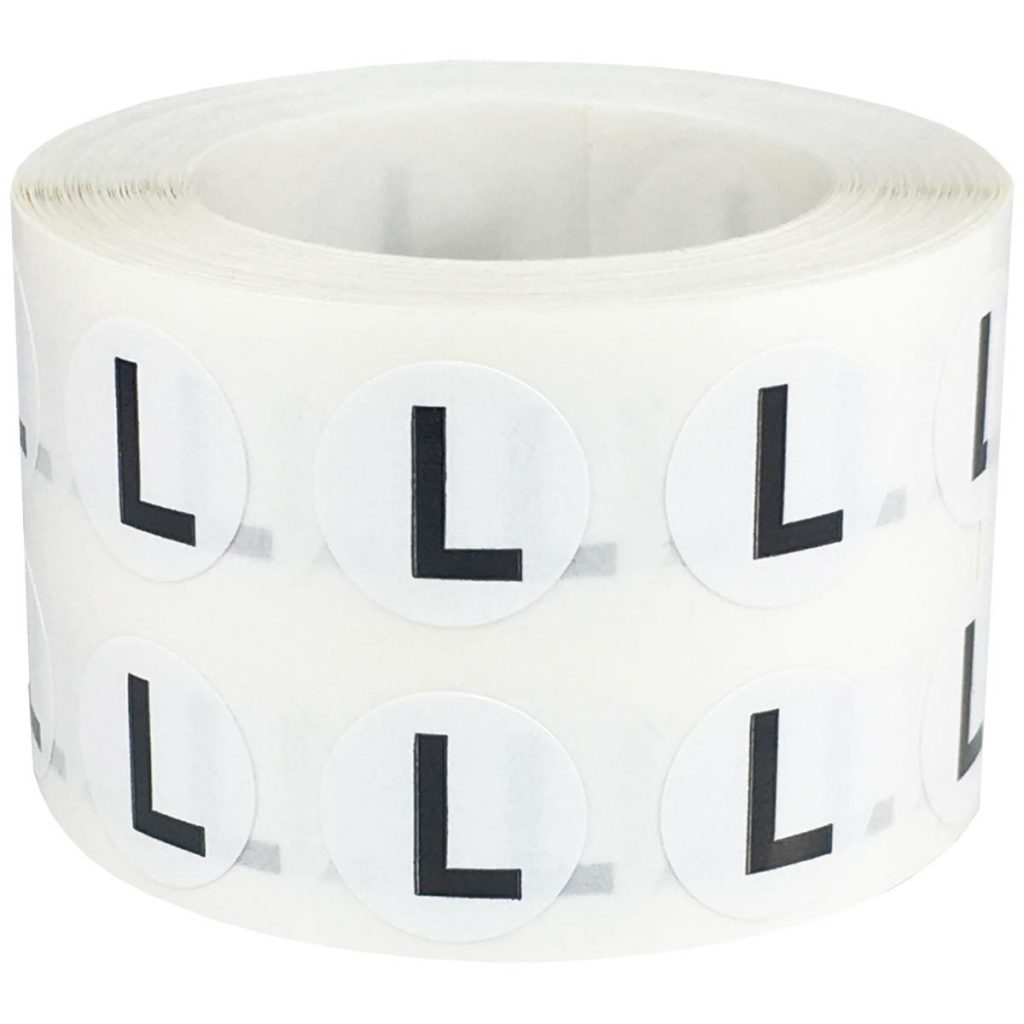 Small Letter L 1/2" Round Stickers - InStock Labels
