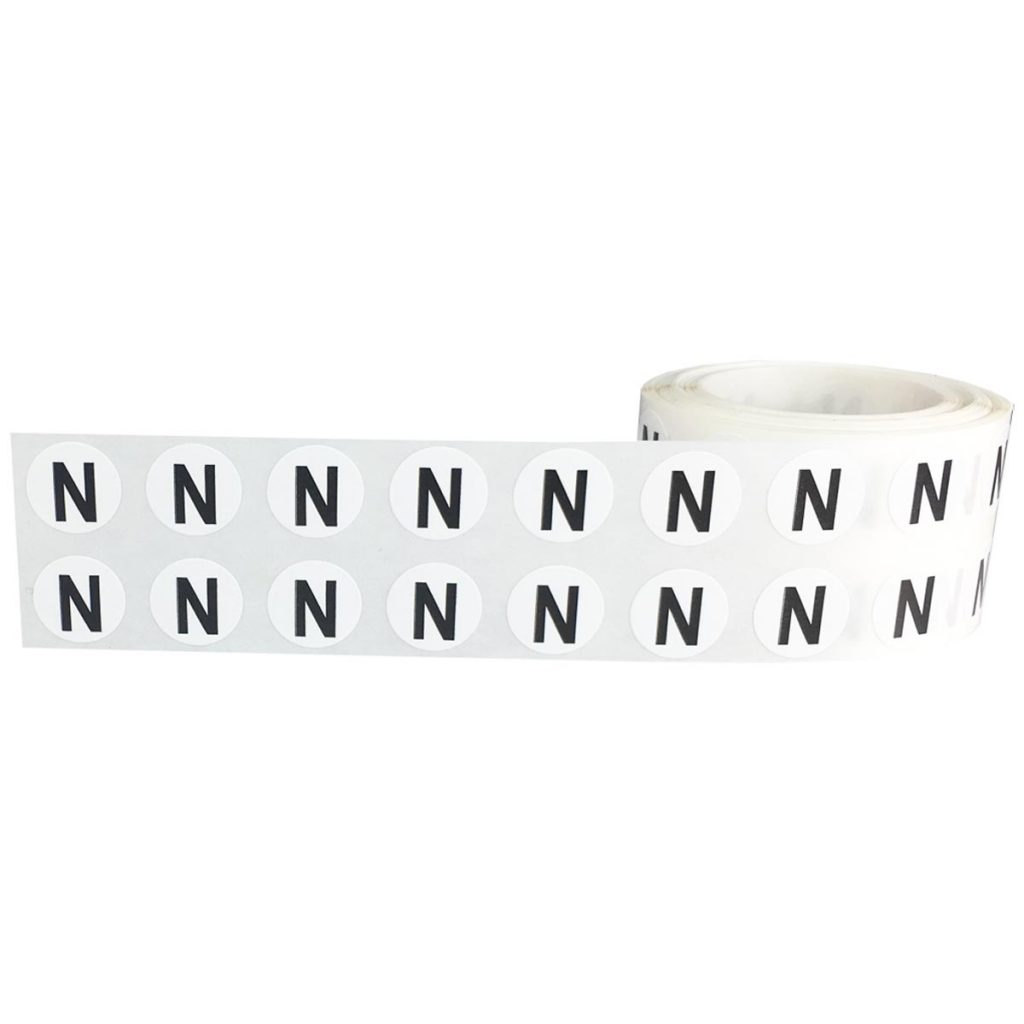 Small Letter N Stickers 1/2" Round | InStockLabels.com