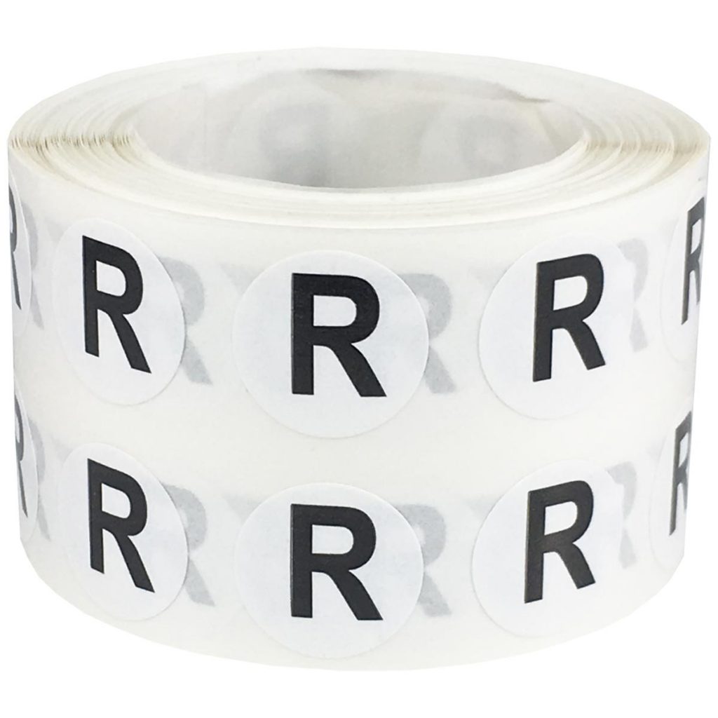 Small Letter R Stickers 1/2" Round | InStockLabels.com