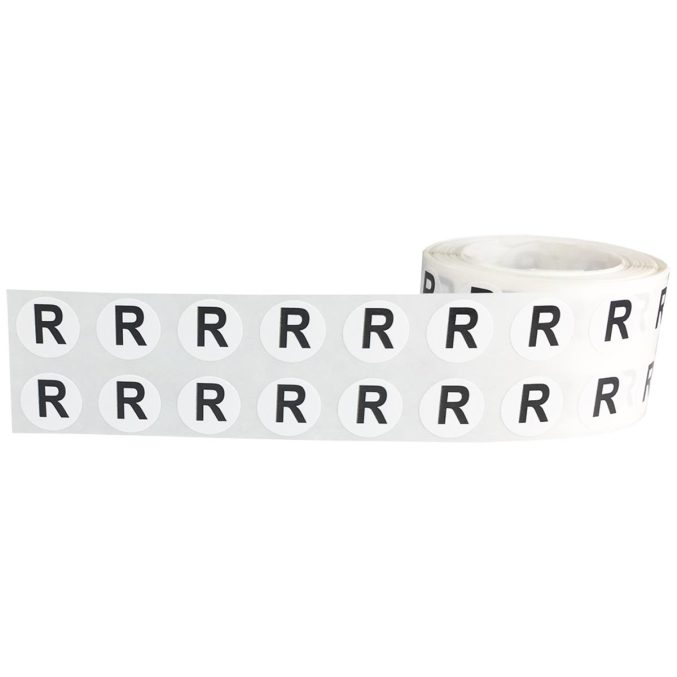Small Letter R Stickers 1/2" Round | InStockLabels.com