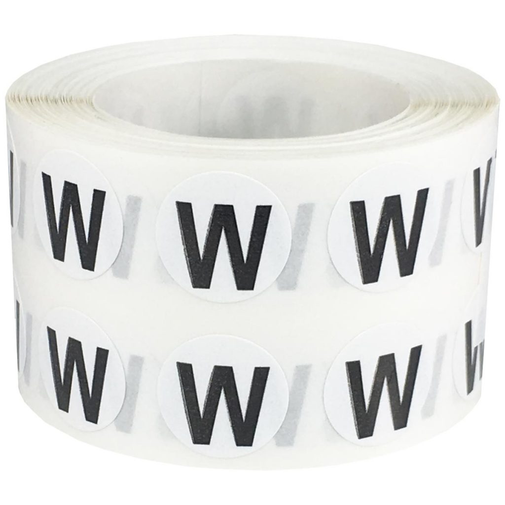 Small Letter W Stickers 1/2" Round | InStockLabels.com