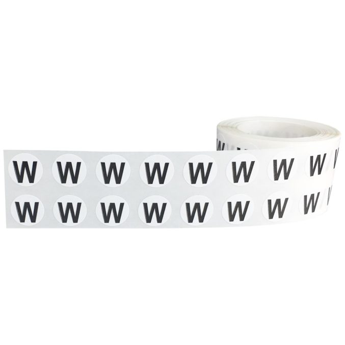 Small Letter W Stickers 1/2" Round | InStockLabels.com