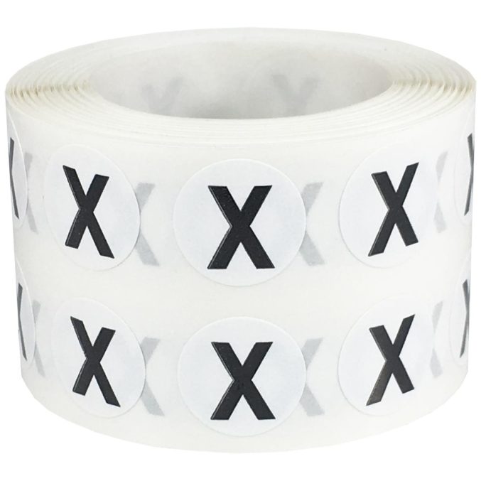 Small Letter X 1/2" Round Stickers - InStock Labels