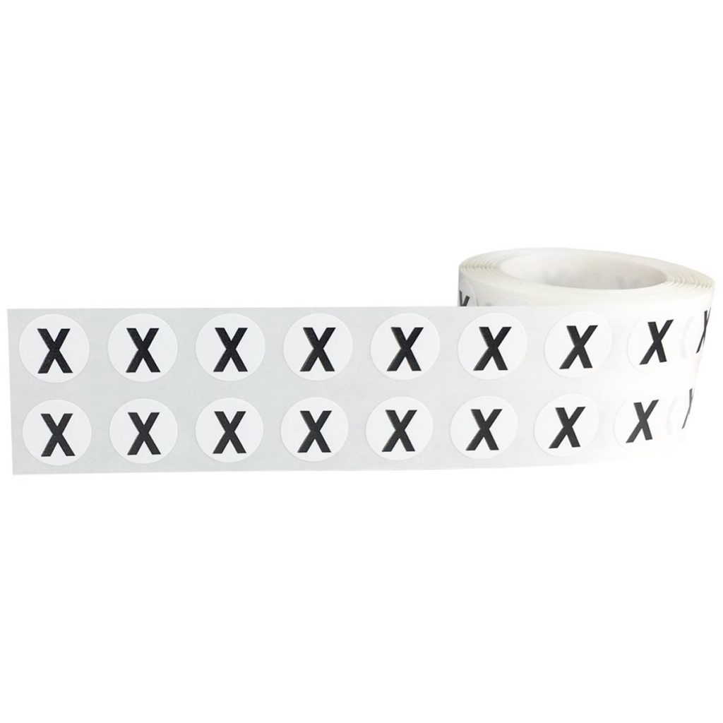 Small Letter X 1/2" Round Stickers - InStock Labels