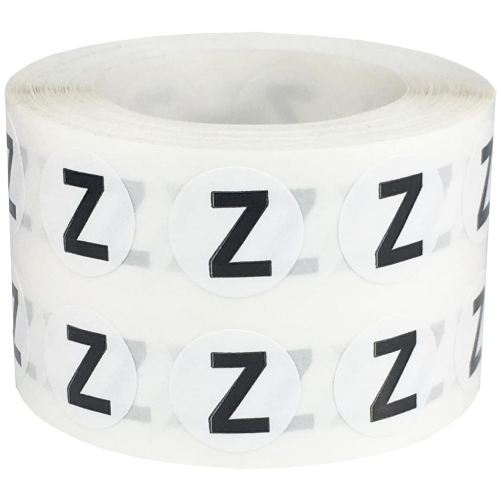 Small Letter Z Stickers 1/2" Round | InStockLabels.com