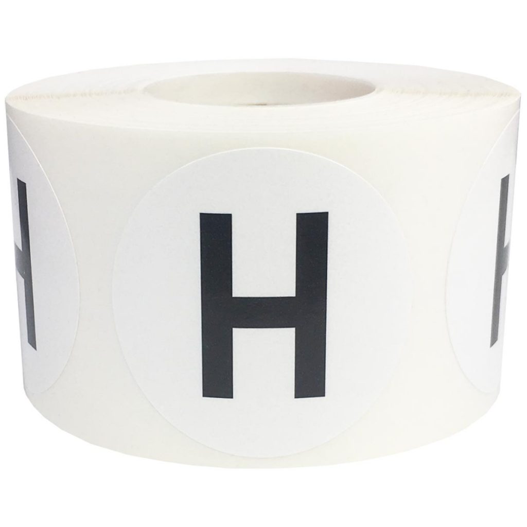 Large Letter H Stickers 1.5" Round | InStockLabels.com