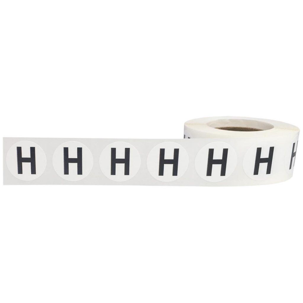 Large Letter H Stickers 1.5" Round | InStockLabels.com