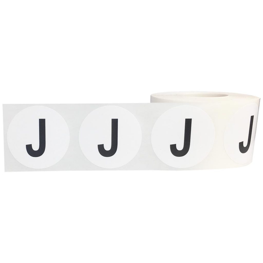 Large Letter J Stickers 1.5" Round | InStockLabels.com