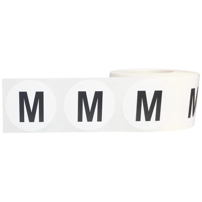 Large Letter M Stickers 1.5" Round | InStockLabels.com