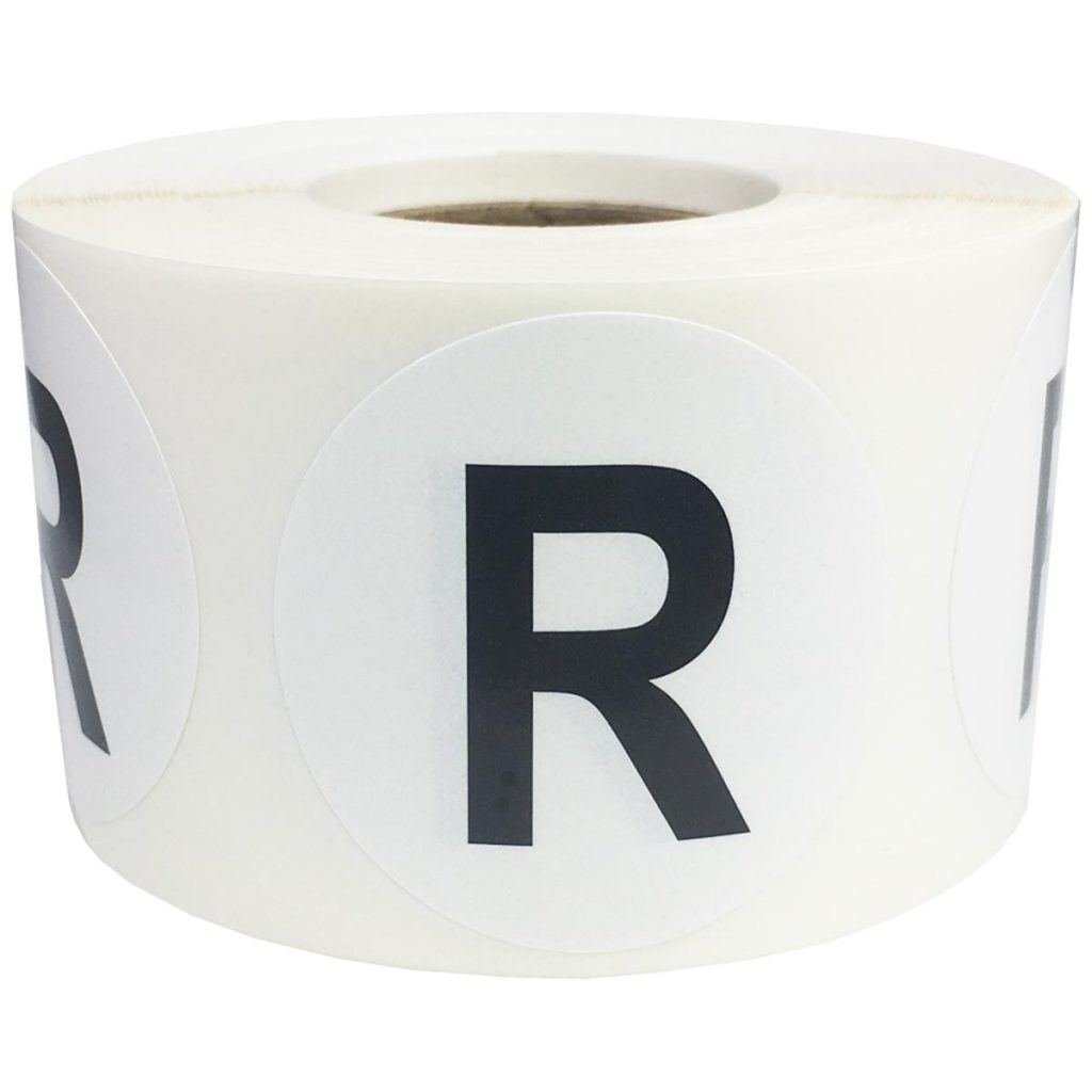 Large Letter R Stickers 1.5" Round | InStockLabels.com