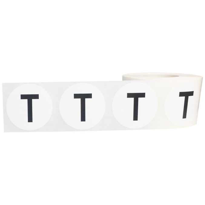 Large Letter T Stickers 1.5" Round | InStockLabels.com