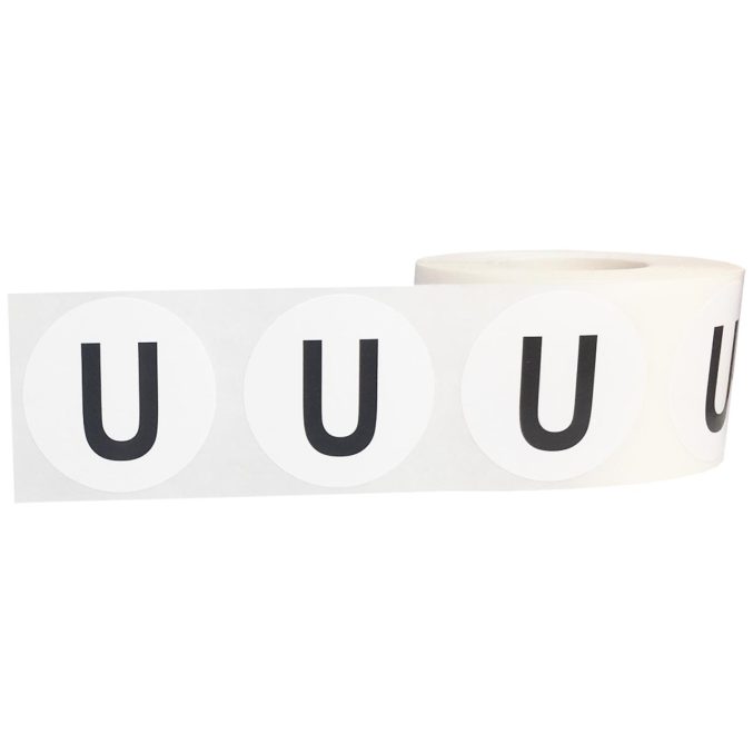 Large Letter U Stickers 1.5" Round | InStockLabels.com