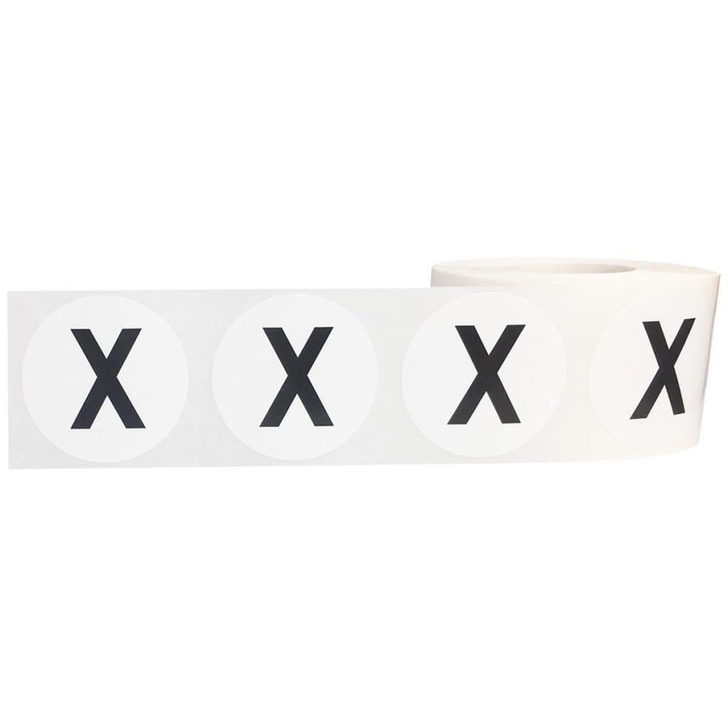 Large Letter X Stickers 1.5" Round | InStockLabels.com