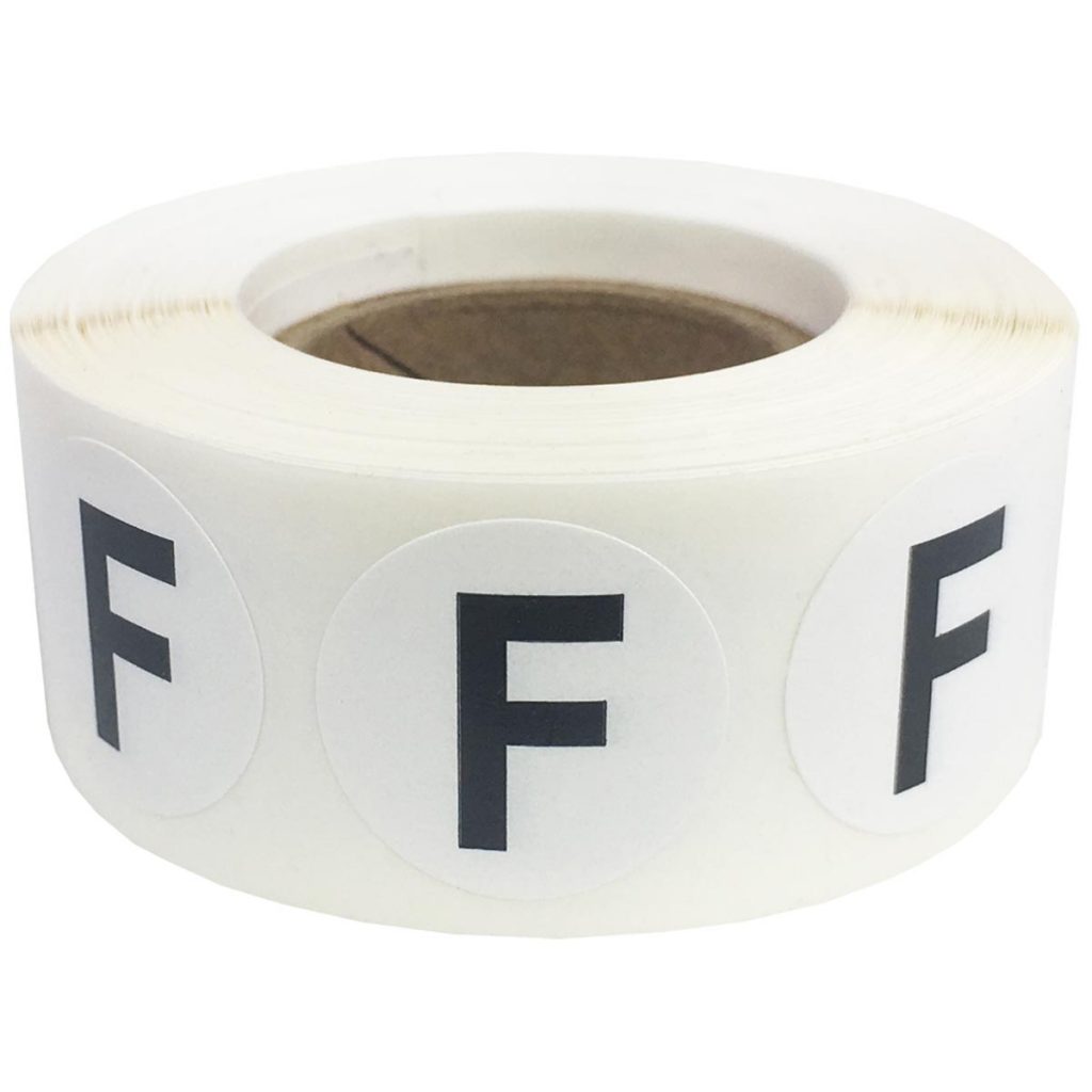 Letter F Stickers 3/4" Round | InStockLabels.com